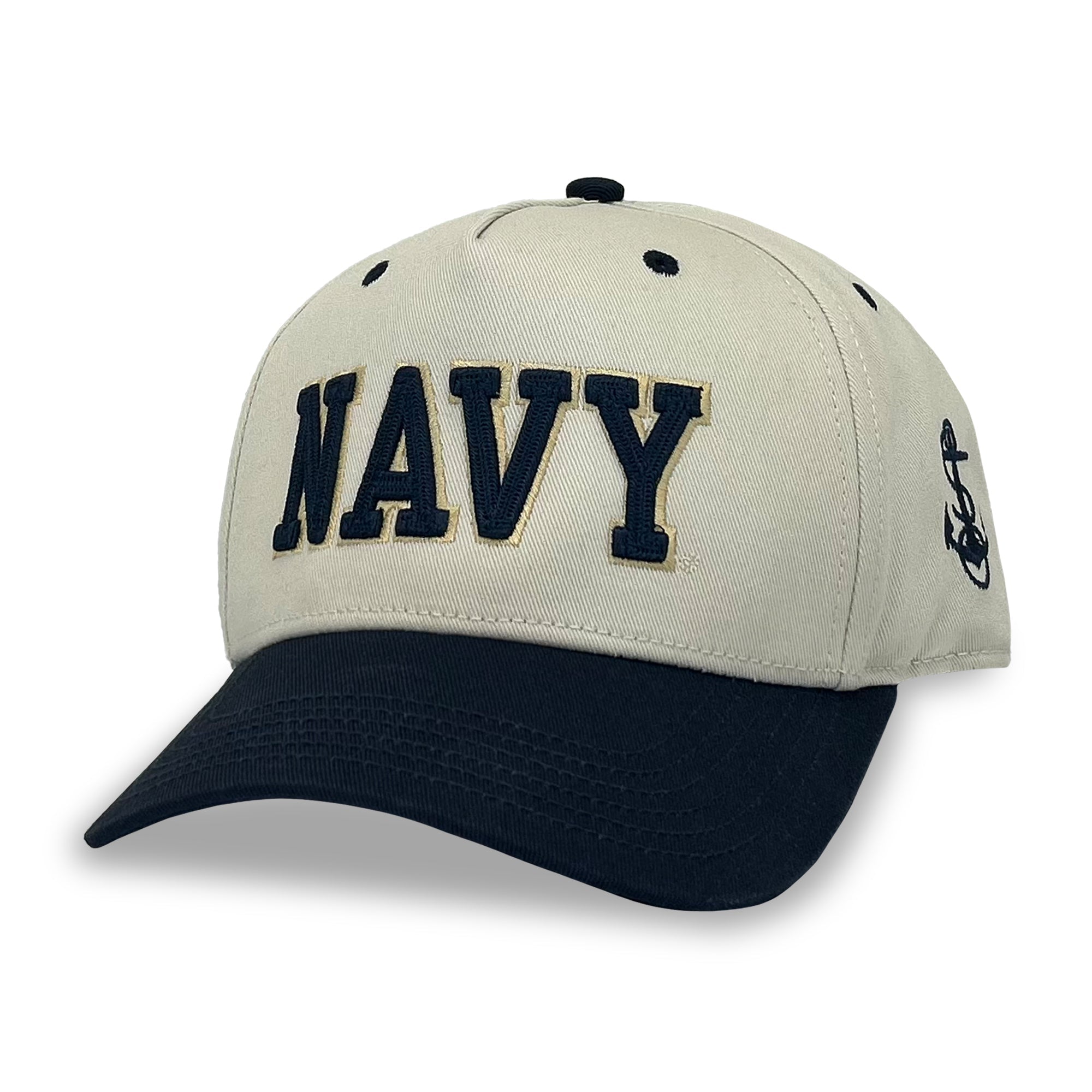 Navy Heritage Twill Adjustable Hat (Stone/Navy) – The Cover Bag