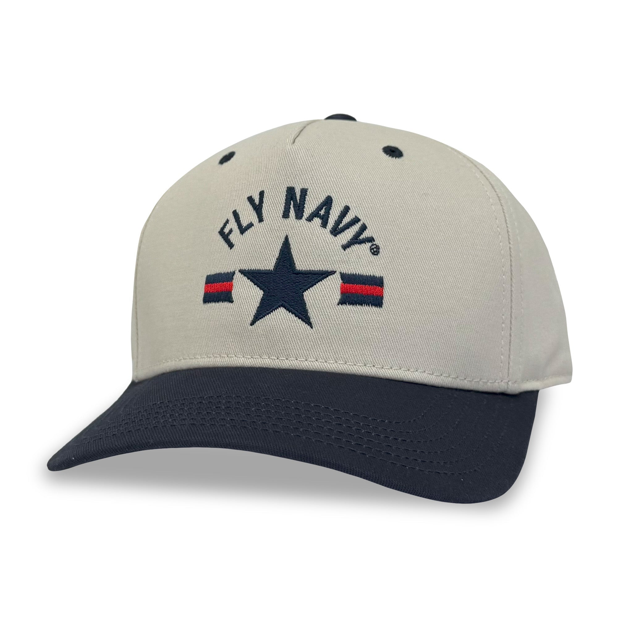 Navy Fly Navy Heritage Twill Adjustable Hat (Stone/Navy) – The Cover Bag
